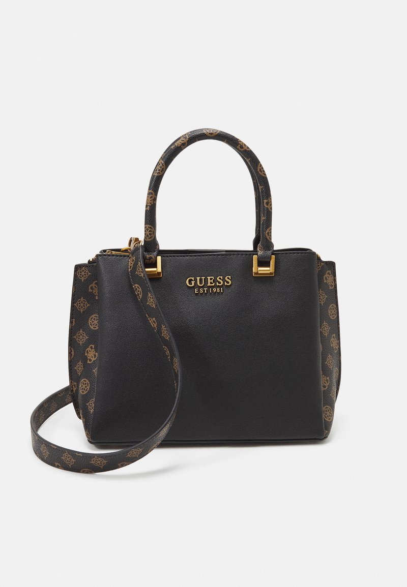 Guess FYNNA GIRLFRIEND SATCHEL - Handväska - black/mocha logo/svart ...