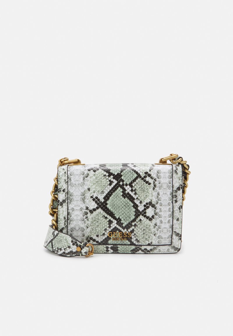 Guess ABEY CROSSBODY FLAP - Across body bag - stone python/green - Zalando.ie