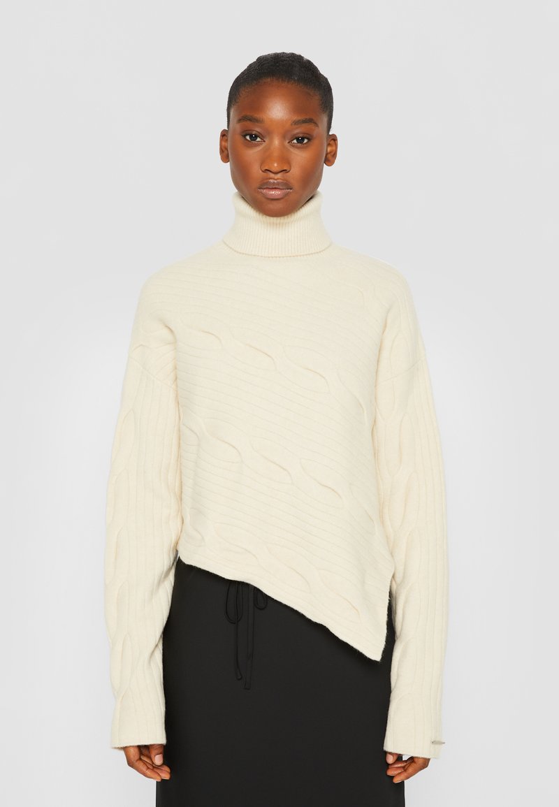 Calvin Klein ASYMETRIC MODERN CABLE SWEATER - Pullover - off-white/écru - ZALANDO.FR