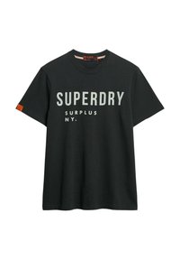 Superdry SURPLUS GRAPHIC - T-Shirt print - washed surplus black/schwarz ...