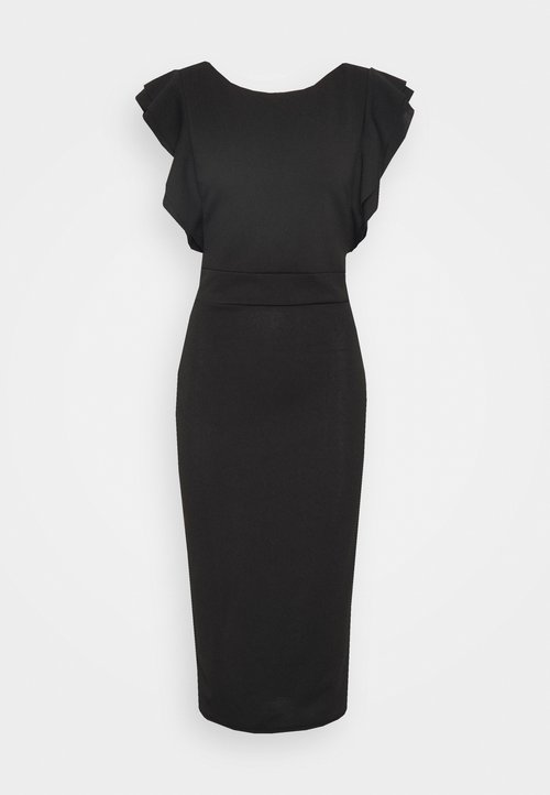 WAL G. V NECK RUFFLE SLEEVE MIDI DRESS - Kokteilikleit/peokleit - black ...