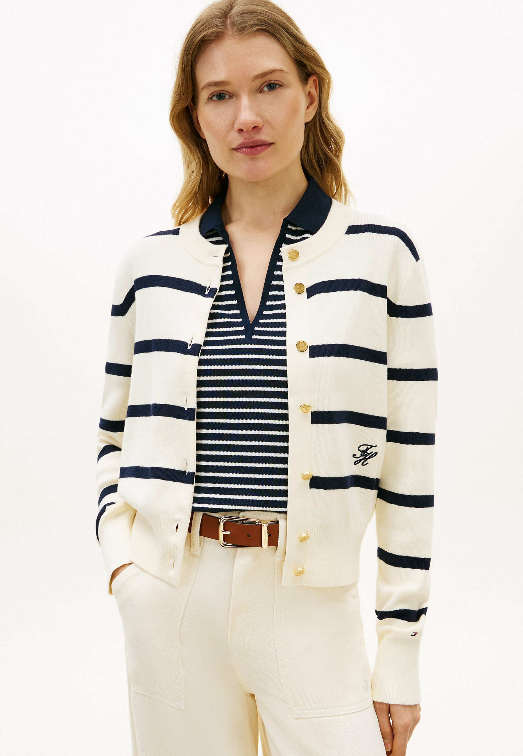 Tommy Hilfiger PREMIUM GOLD-TONE BUTTON - Strickjacke - big stp calico ...