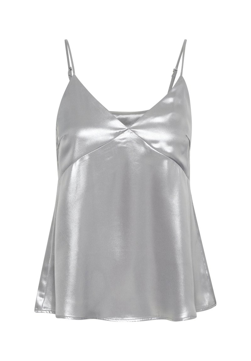 Top Silber Metallic Damen
