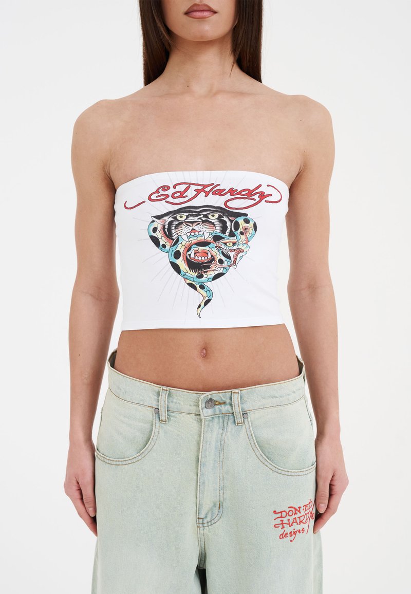 Ed Hardy PANTHER PREY BANDEAU CROP - Top - white/hvid - Zalando.dk