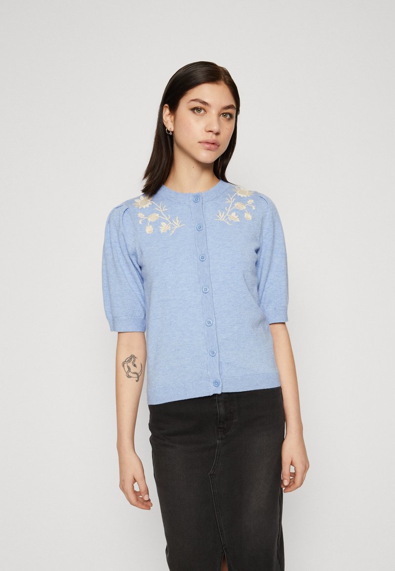 Object OBJTHESS EMBROIDERY CARDIGAN - Cardigan - serenity/sandshell ...