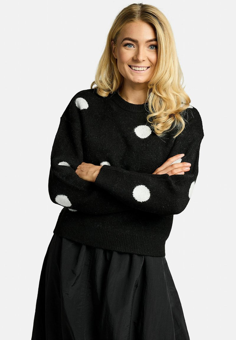 Liberté Essentiel FRO PULLOVER - Jumper - black white dot/black - Zalando
