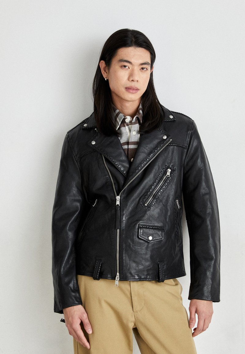 AllSaints WARNER BIKER - Leather jacket - black - Zalando.ie