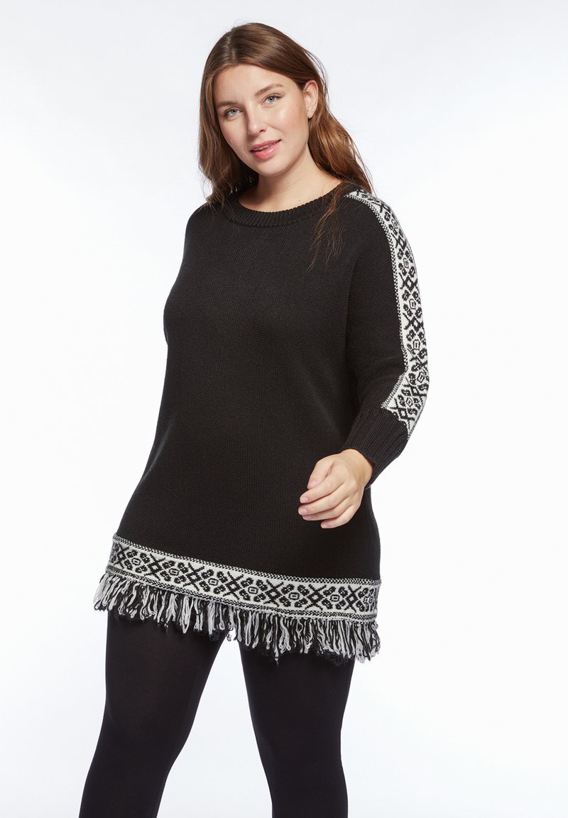 Fiorella Rubino WITH FRINGES AND BORDERS - Strickpullover - nero ...