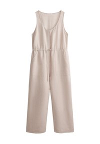 OYSHO LINEN LONG WITH WAIST DETAIL - Overall / Jumpsuit - stone/sten ...