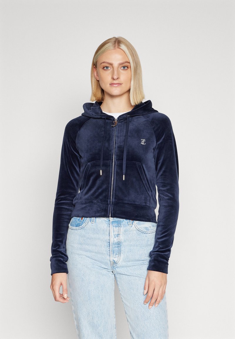 Juicy Couture HOODIE UNISEX - Felpa con zip - night sky/blu scuro ...