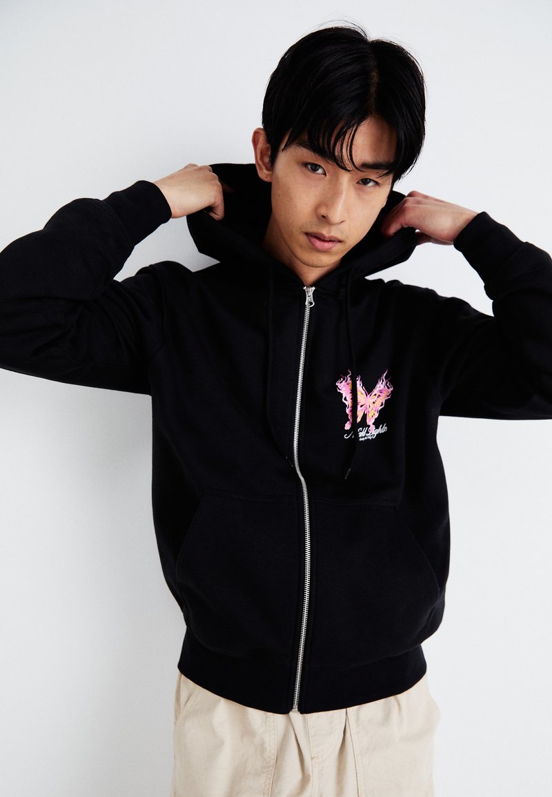 Jack & Jones JORIGNITED ZIP HOOD - Sweater met rits - black/zwart ...