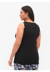 Zizzi 2-PACK WITH TRIM - Top - black bel air blue/dunkelblau - Zalando.ch