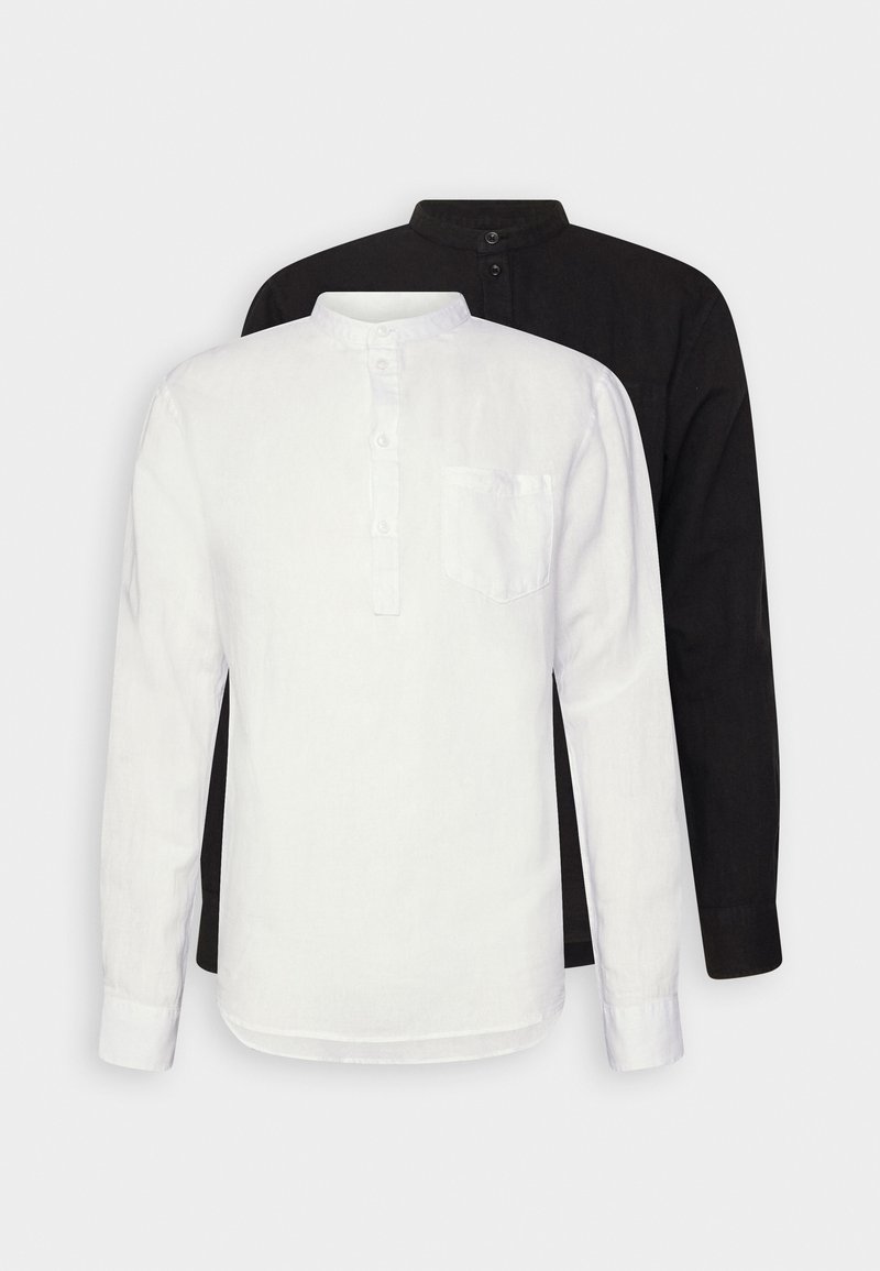 Pier One LINEN COTTON MIX 2 PACK - Shirt - white/black/white - Zalando.ie