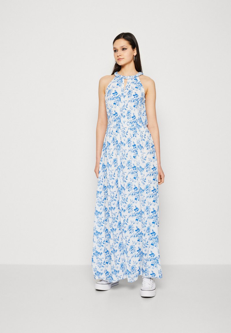 VILA VIMESA BRAIDED DRESS - Maxi-jurk - cloud dancer/blue/wit - Zalando.nl