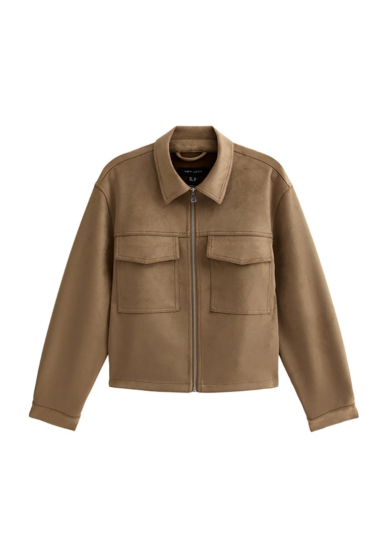 New Look FAUX SUEDE ZIP UP - Imitatieleren jas - tan - Zalando.be