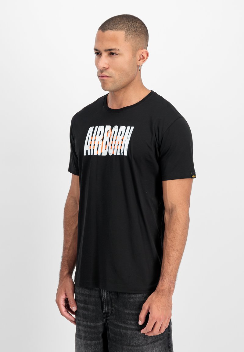 Alpha Industries LOGO AIRBORN - Print T-shirt - black - Zalando