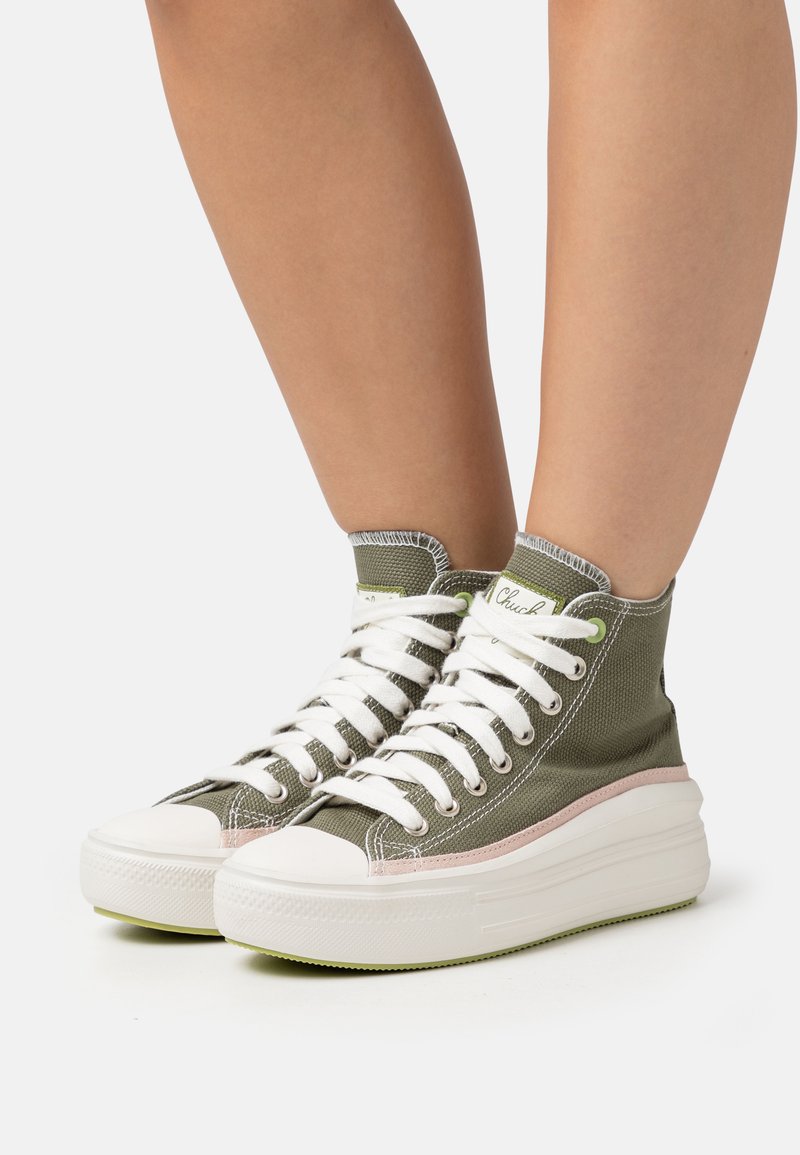 Converse CHUCK TAYLOR ALL STAR MOVE - Sneakers high - utility/pink sage ...