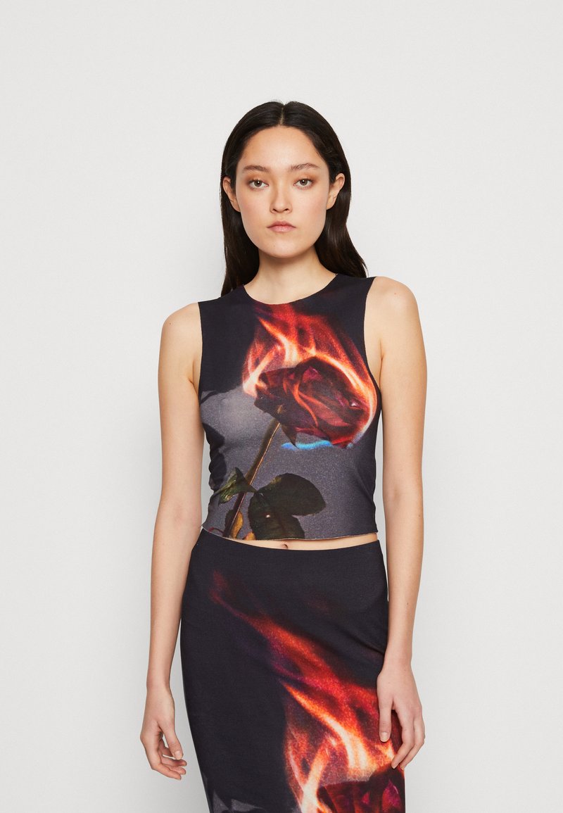 Jaded London FLAMING ROSE RAW EDGE TANK - Top - black/sort - Zalando.dk