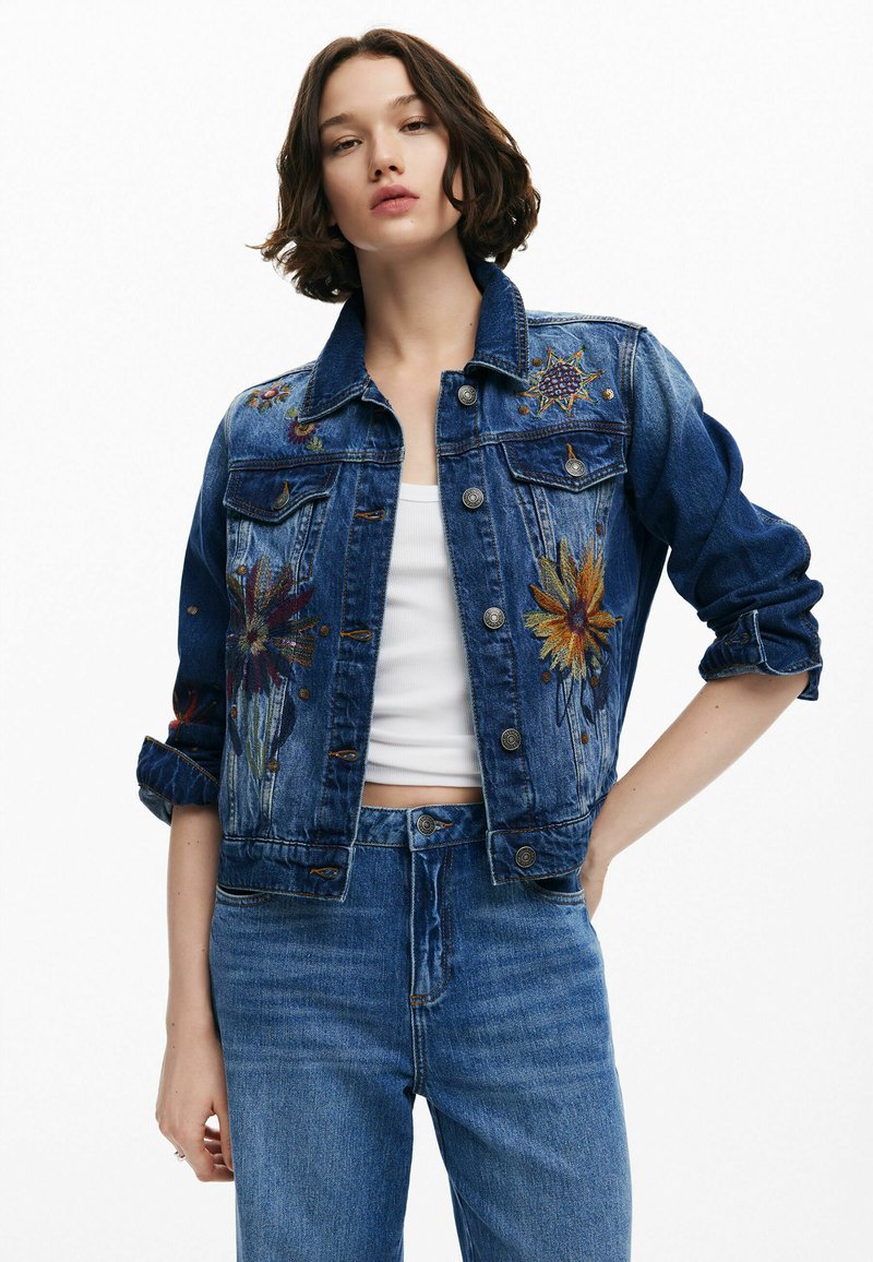Desigual FLORAL TRUCKER - Cowboyjakker - blue/blå - Zalando.dk
