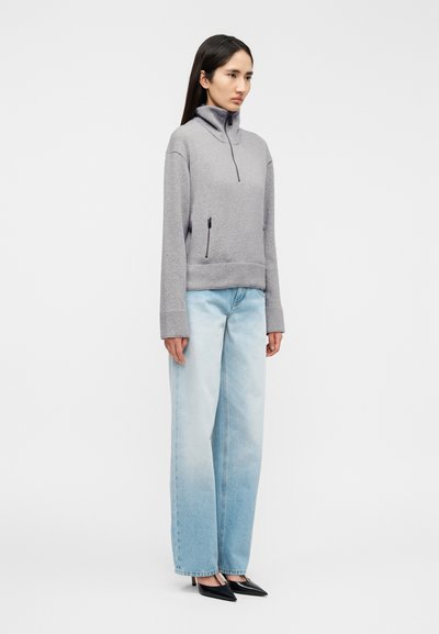 Victoria Beckham HALF ZIP MILANO JUMPER - Trui - grey marl/grijs ...