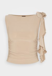 Gina Tricot RUCHED FRILL - Topper - atmosphere/beige - Zalando.no