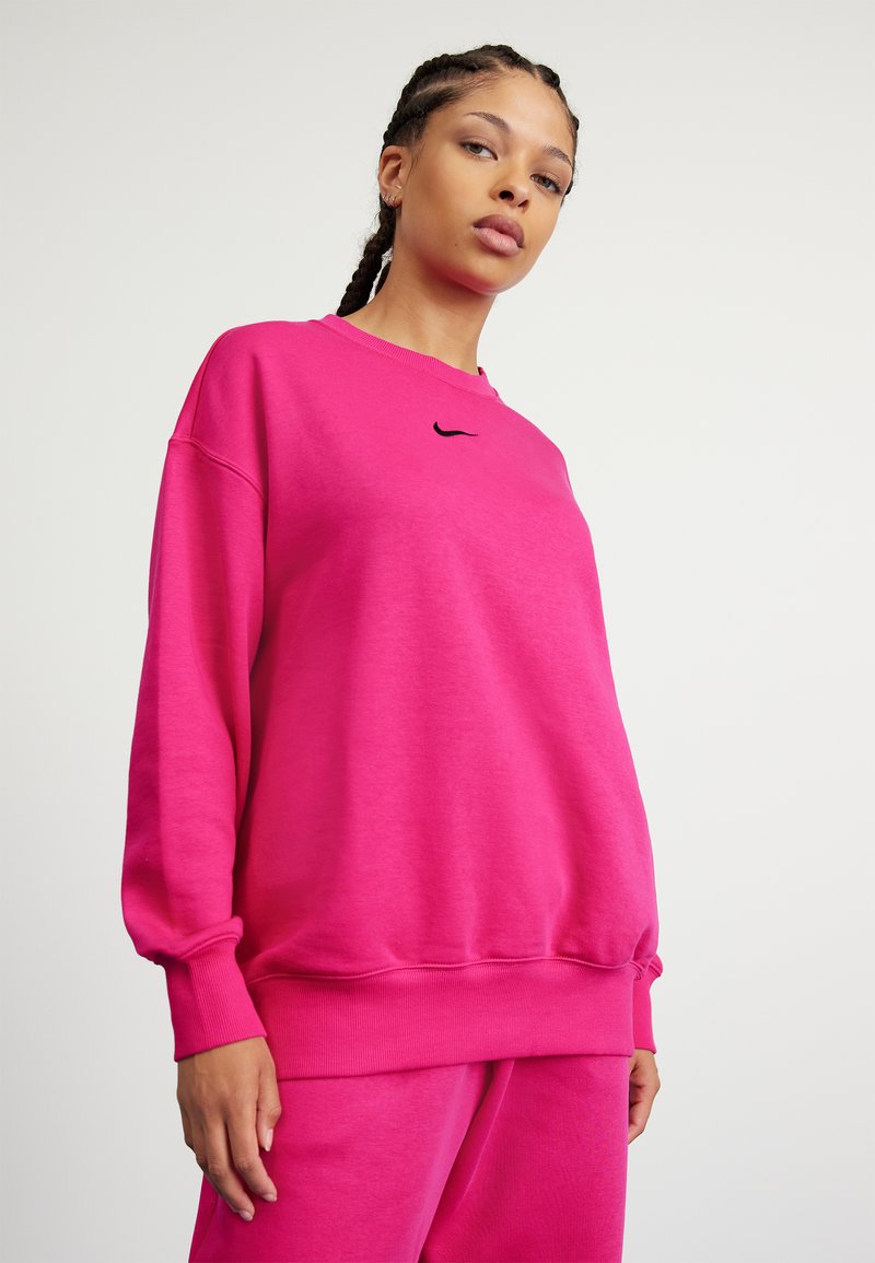 Nike Sportswear CREW - Sweater - fireberry/black/donkerroze - Zalando.nl