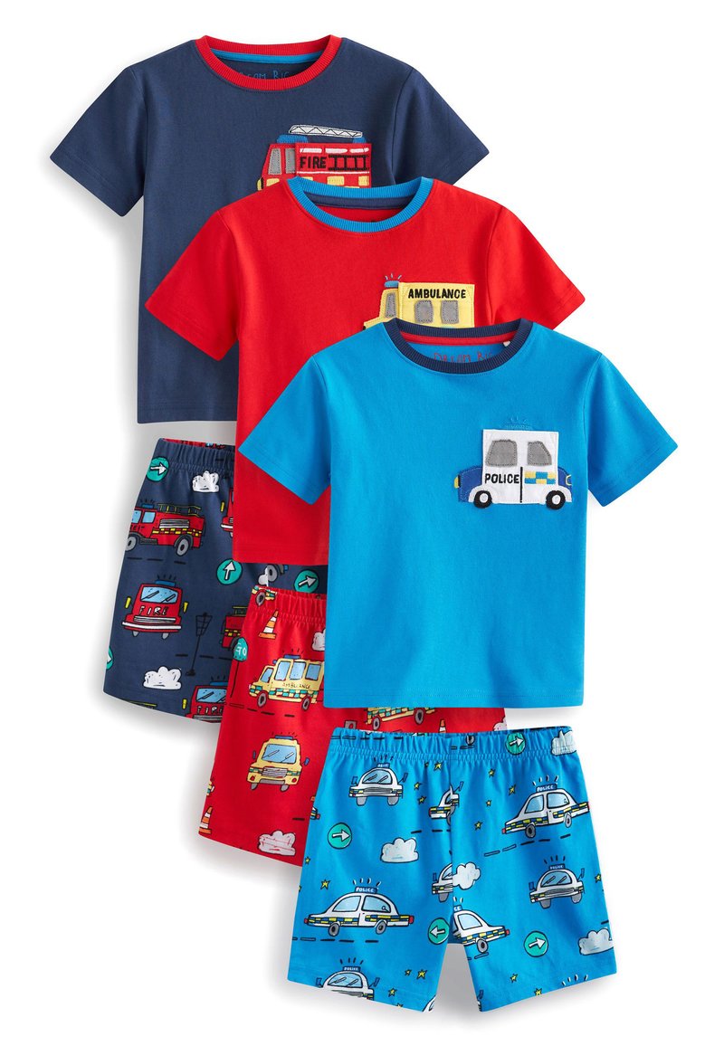 Next SHORT PYJAMAS 3 PACK - Pyjamas - blue/red emergency cars/röd ...