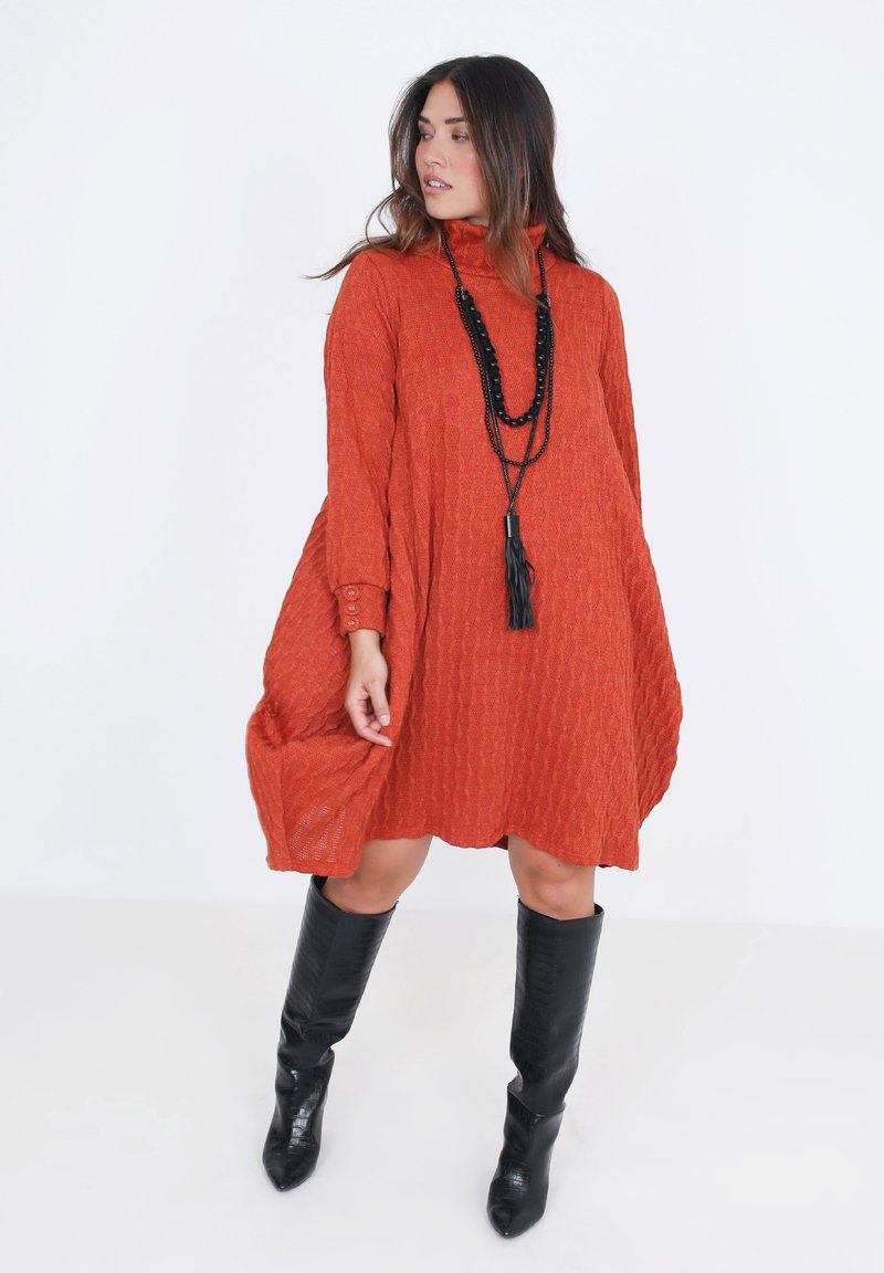 Jean Marc Philippe TRAPÈZE AVEC ZIP - Jumper dress - marron cognac ...
