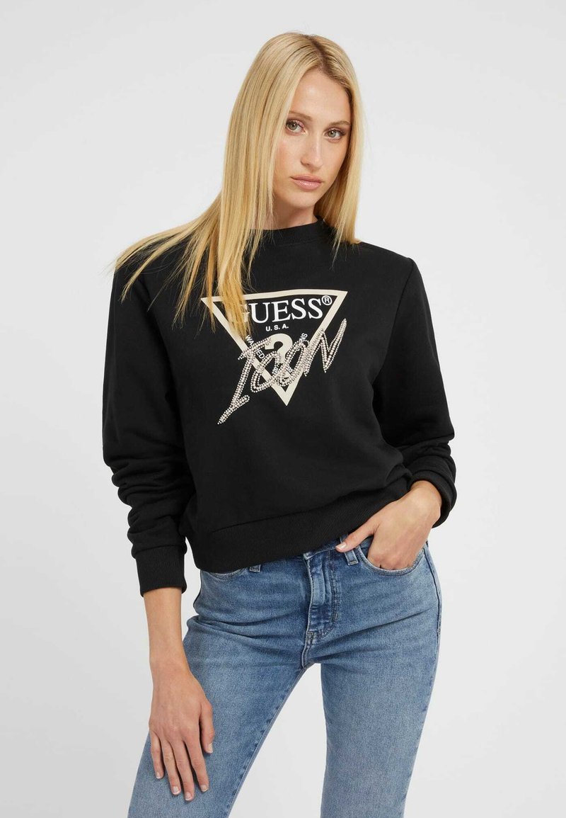 Guess CON LOGO TRIANGOLO ICON - Sweatshirt - nero/svart - Zalando.se