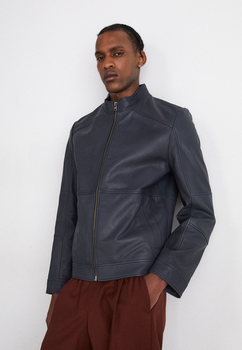 HUGO LOKIS - Ādas jaka - open blue/zils - Zalando.lv