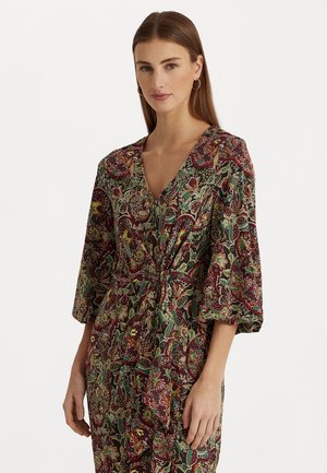 Lauren Ralph Lauren MUNZIE ELBOW SLEEVE DAY DRESS - Vestito di maglina - navy/burgundy multi/blu ...