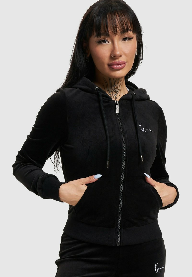 Karl Kani Chest Signature Tight Full Zip Velvet Felpa Con Zip Blacknero Zalandoit