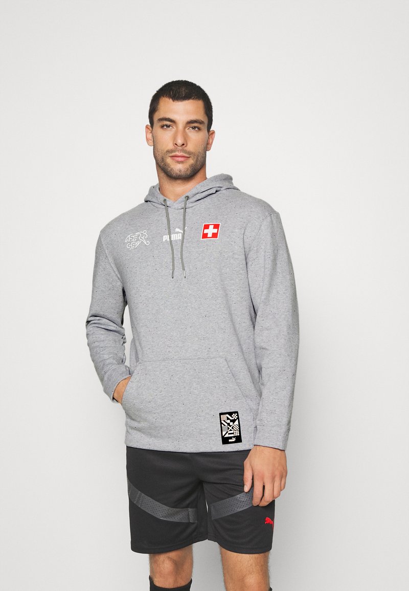 Puma SWITZERLAND FTBLCULTURE HOODY - Zip-up sweatshirt - medium gray ...