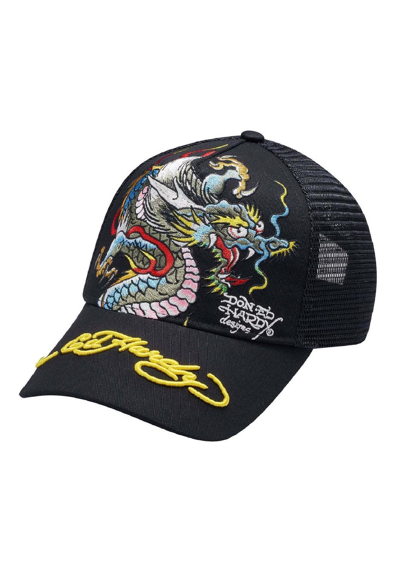 Ed Hardy DRAGON TWILL FRONT MESH TRUCKER - Cap - black black/schwarz ...