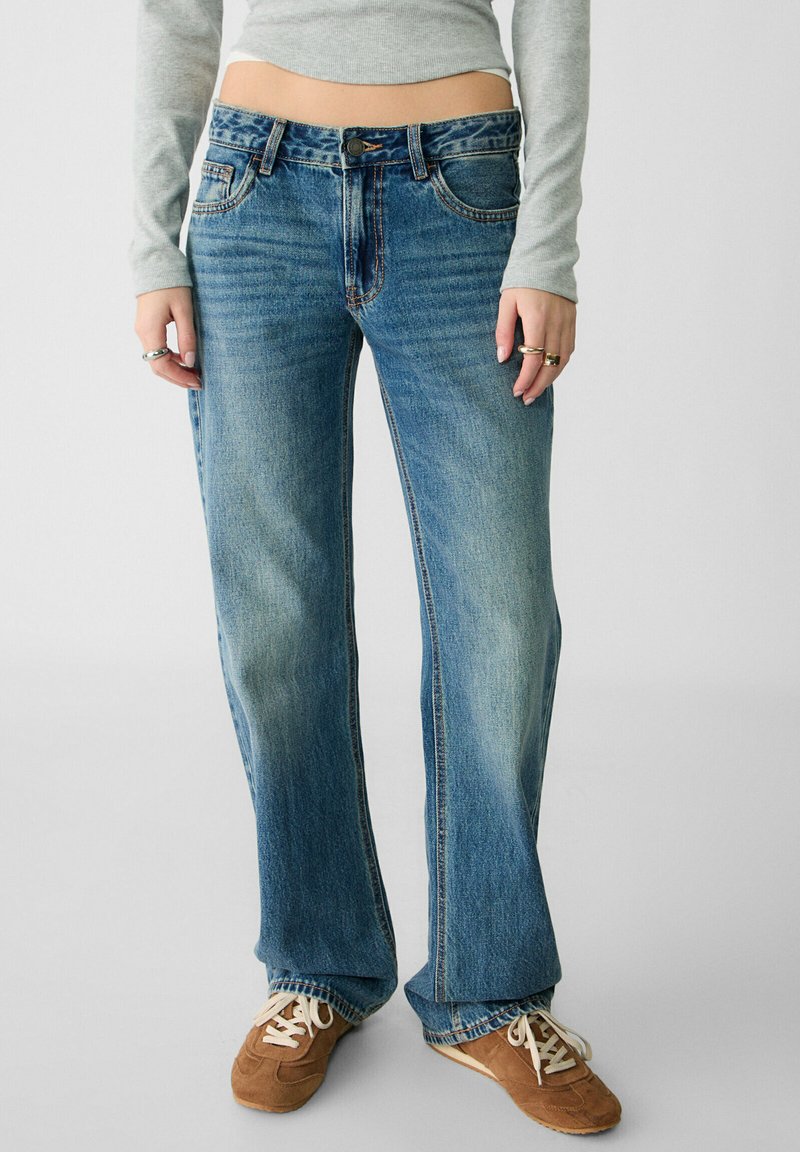 Stradivarius Jeans Straight Leg - mottled royal blue/royal-meliert ...
