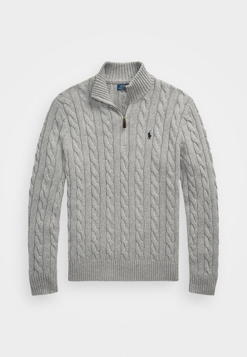 Polo Ralph Lauren CABLE KNIT COTTON JUMPER - Jumper - fawn grey heather ...