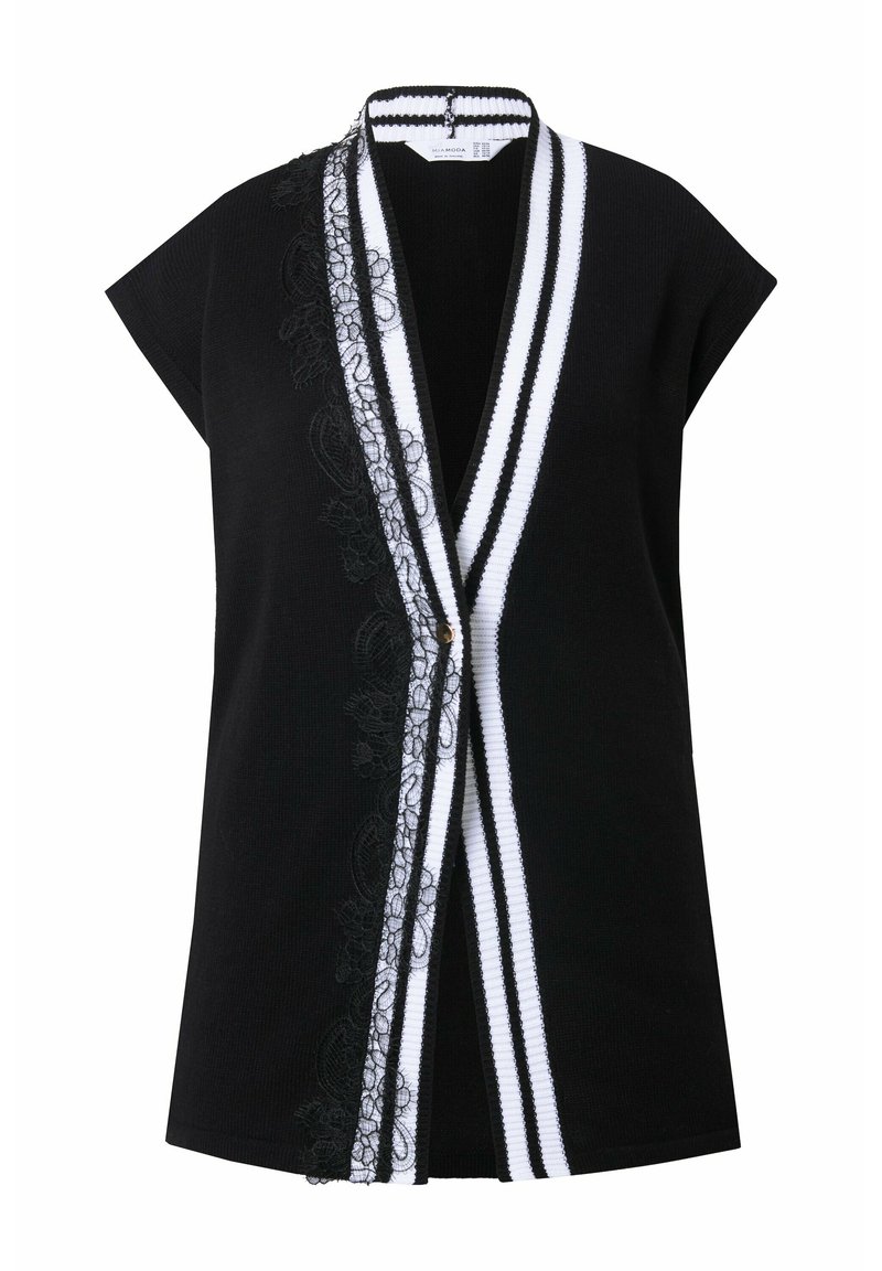 MIAMODA GERADE PASSFORM MIT SPITZENBAND UND STREIFEN - Weste - black ...