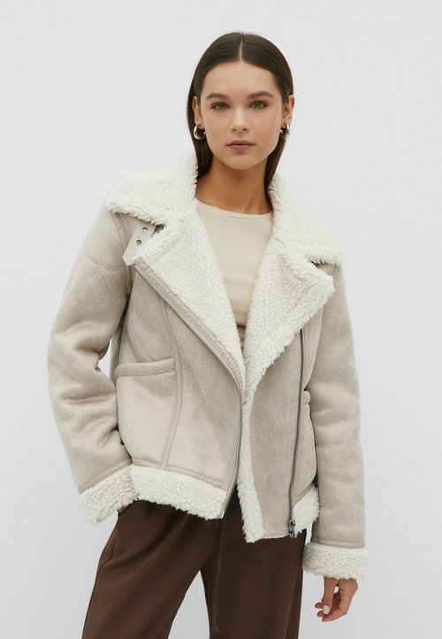 Stradivarius DOUBLEFACE-BIKER - Bleiseri - light brown/vaaleanruskea - Zalando.fi