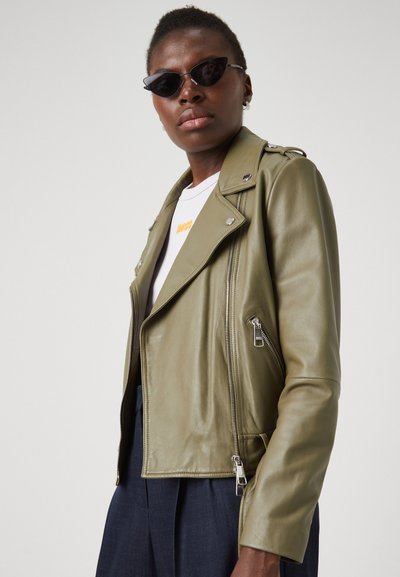 BOSS SAMELI - Kurtka skórzana/ciemnozielony - Zalando.pl