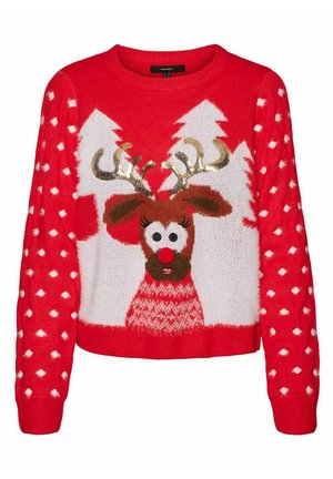 Vero Moda VMNEWFROSTYDEER O NECK XMAS - Pullover - chinese red/rouge ...