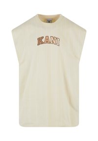 Karl Kani SMALL SERIF - T-shirt con stampa - offwhite sand/avorio ...
