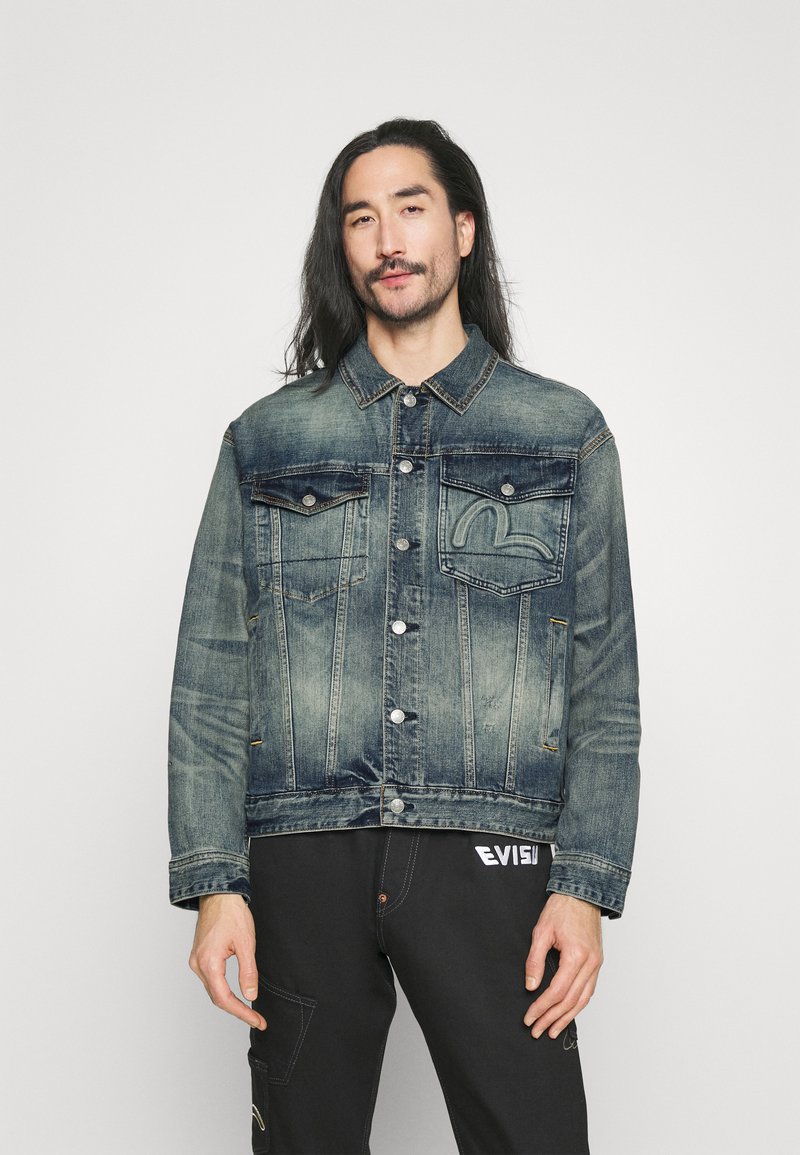 Evisu KAMON EMBOSSED JACKET - Denim jacket - indigo dark tone/blue ...