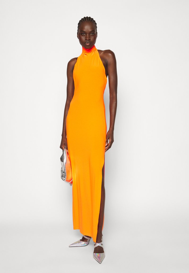 Norma Kamali HALTER TURTLE SIDE SLIT GOWN - Rochie din jerseu - sos ...
