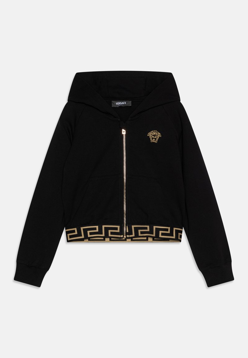 Versace MEDUSA EMBROIDERY - Zip-up sweatshirt - black/gold/black ...