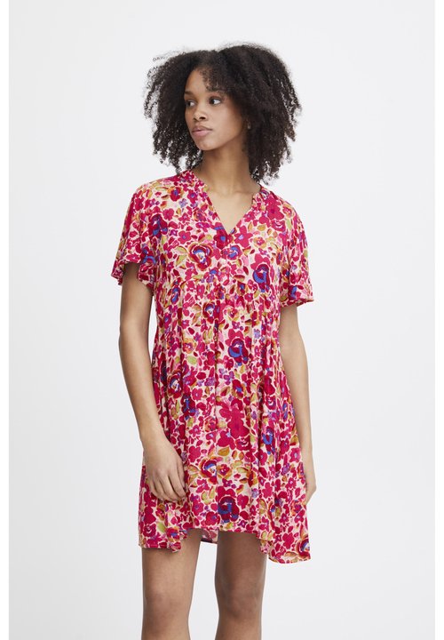 ICHI IHMARRAKECH - Freizeitkleid - raspberry wine flower/rot - Zalando.ch