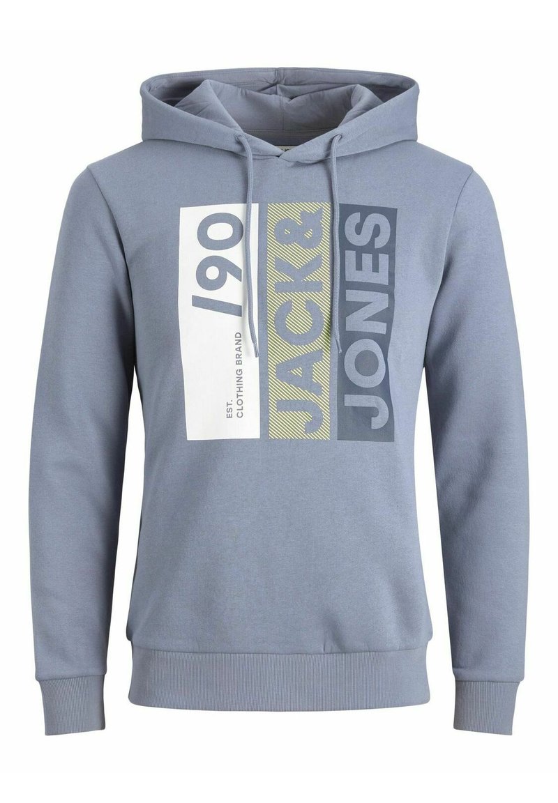 Jack & Jones JJJIO - Sweat à capuche - flint stone/bleu - ZALANDO.FR