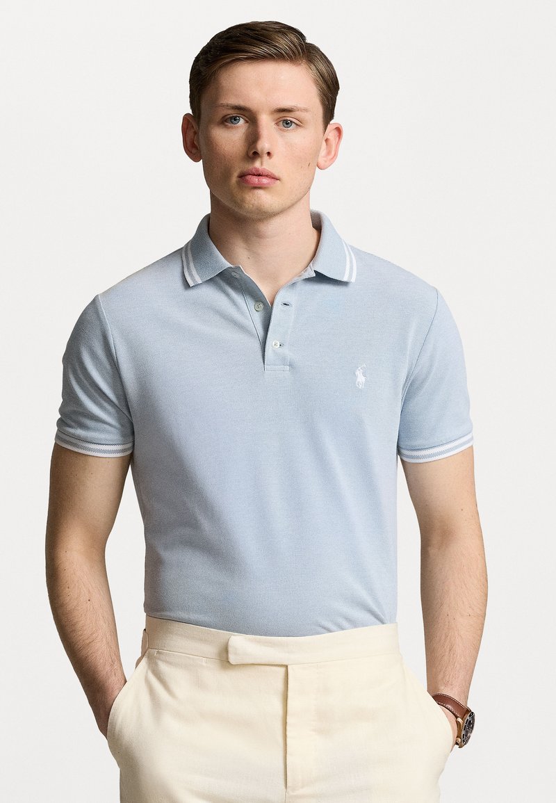 Polo Ralph Lauren CUSTOM SLIM FIT STRETCH MESH POLO SHIRT - Polo shirt - vessel blue/white/blue ...