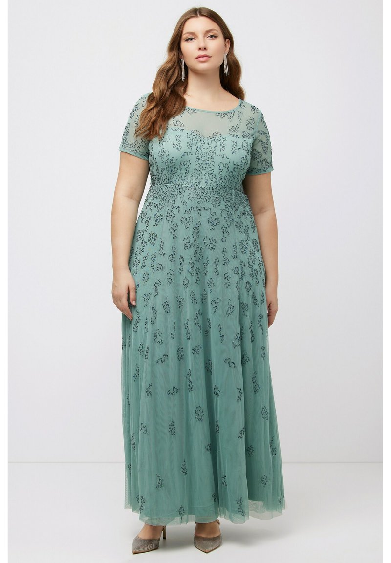 Ulla Popken PERLES BRODÉES DÉCOLLETÉ ROND MANCHES COURTES. - Iltapuku ...