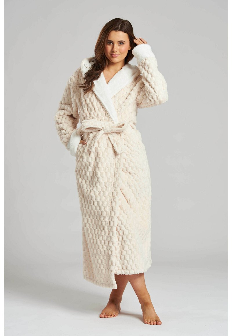 Loungeable GEOMETRIC LUXURYHOODED MAXI - Albornoz - cream/crema ...