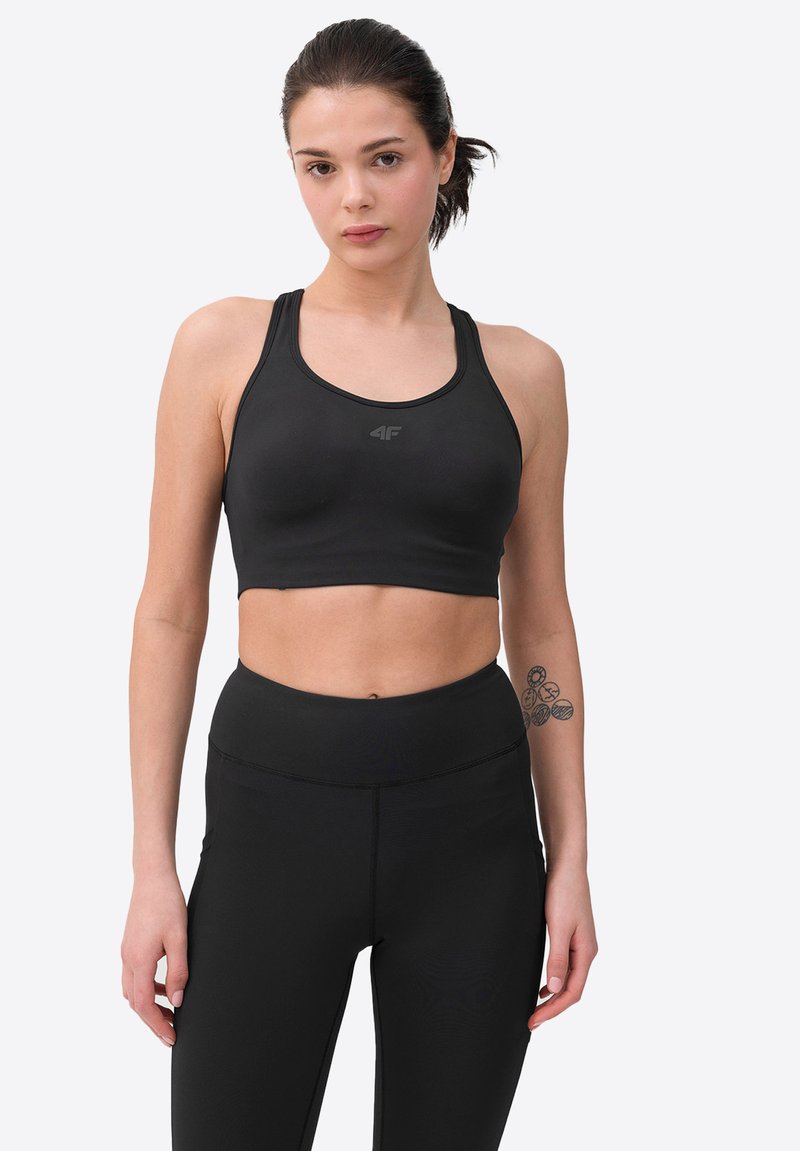 4F TRAINING - High support sports bra - deep black/black - Zalando